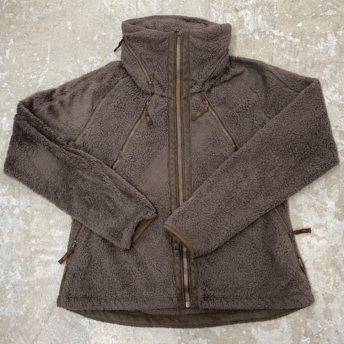 KUHL Flight Jacket Womens XL Brown Full Zip Sherpa Fleece Hooded Hike ...