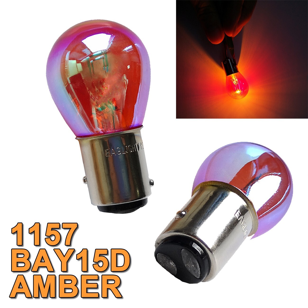 1157 2057 3496 7528 BAY15D Clear Chrome Amber Bulb Rear Signal Lamp A1 ...