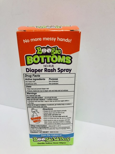 Diaper Rash Cream Spray by Boogie Bottoms Travel Friendly No-rub Touch ...