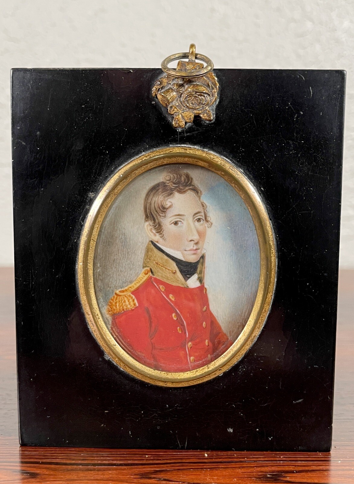 Antique Miniature Portrait Painting English Military Officer British ...