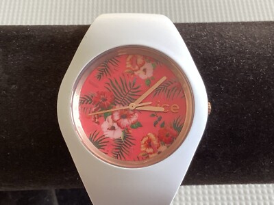 Ice Watch Flower Lunacy Rose Gold Pink Dial White Silicone Strap | eBay UK