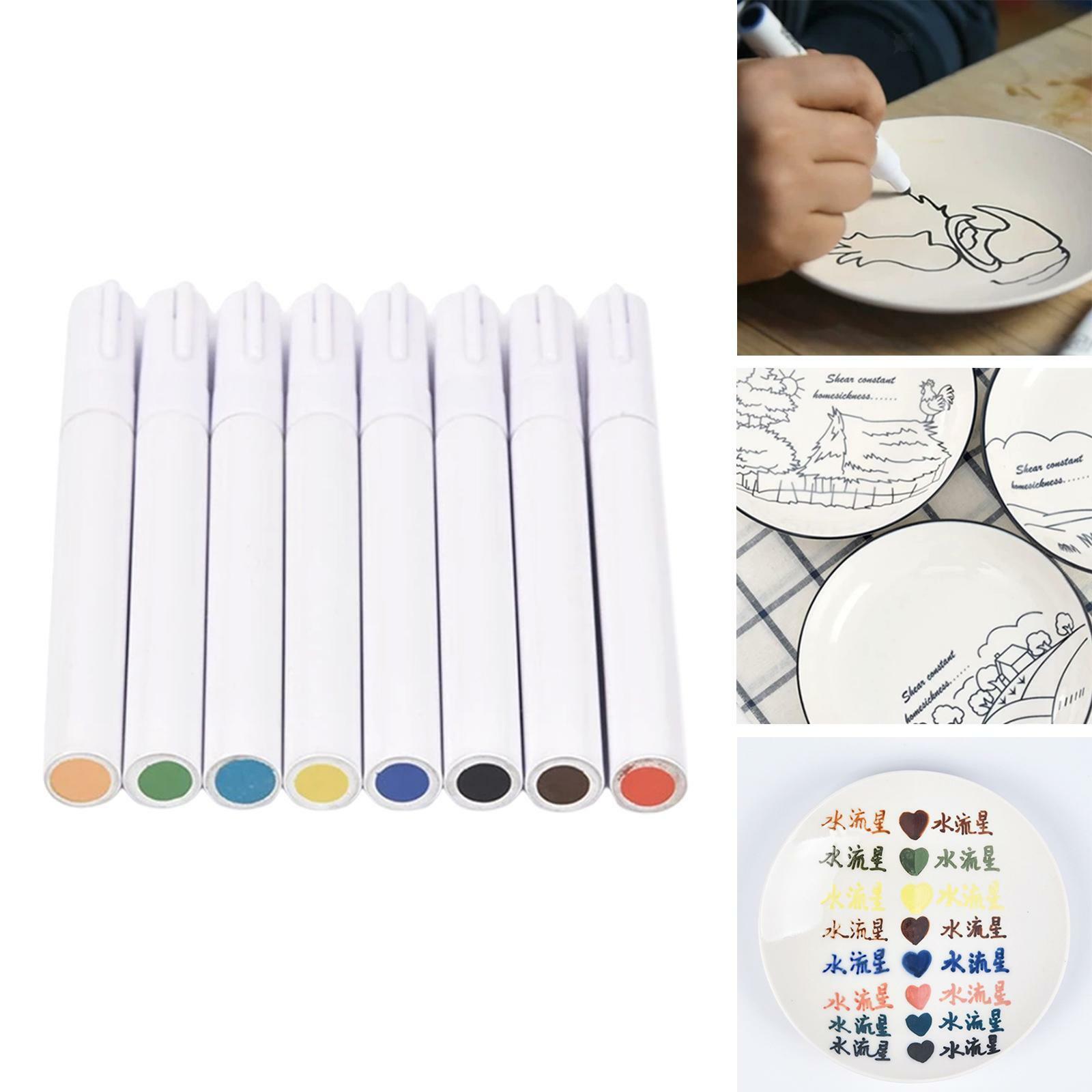 8 Pieces Pottery Art Underglaze Marker Pen Set Colored Pen Diy Art ...