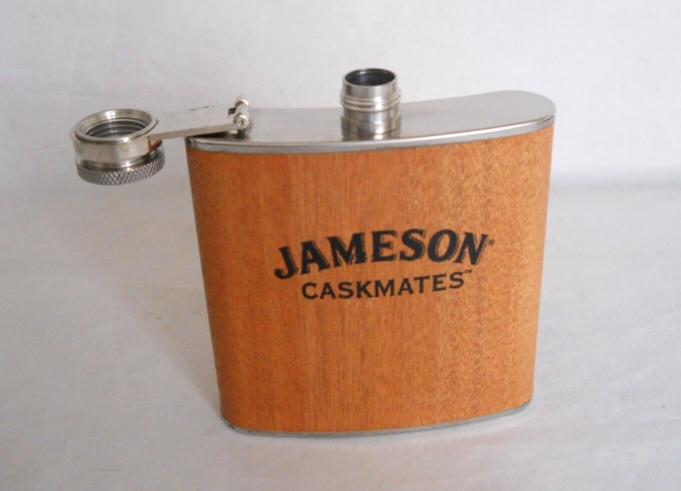 Jameson Caskmates Whiskey Flask, 6 Ounces, Stainless Steel & Wood ...