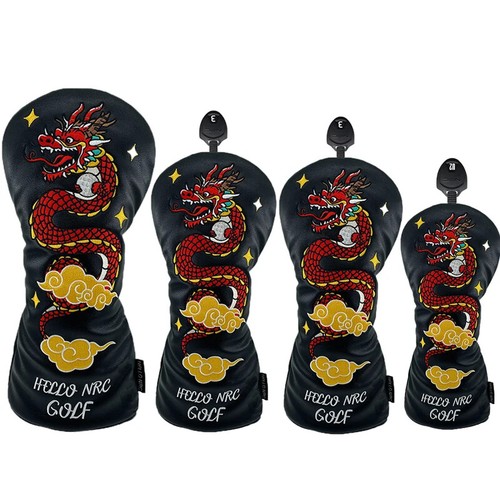 Chinese Dragon Pattern Golf Club Head Cover Driver Woods Hybrid UT Head ...