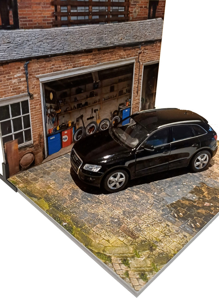 Model car display Background 1:24 scale Auto garage 1/24 Diorama model ...