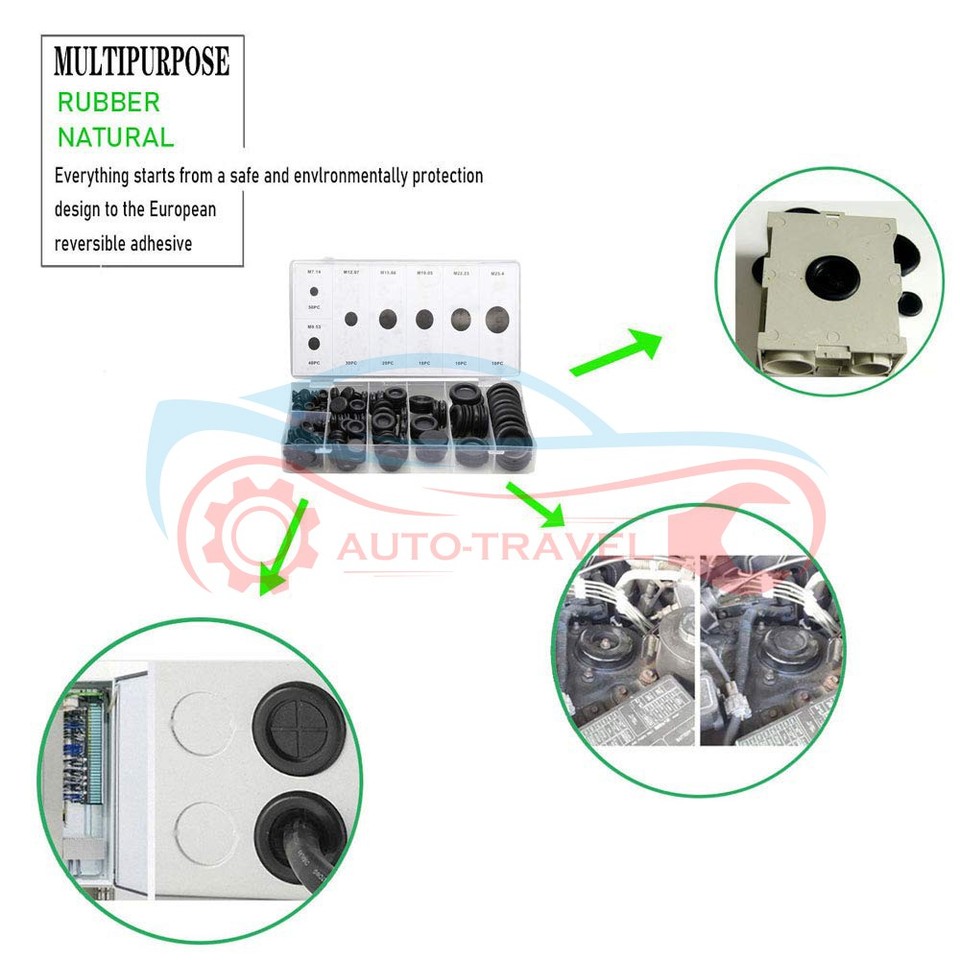 170PCS Rubber Grommet Firewall Hole Plug Electrical Wiring Gasket ...