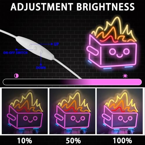 Dumpster Funny Fire This Is Fine Led Lamp Neon Sign Room Decor. Meme ...