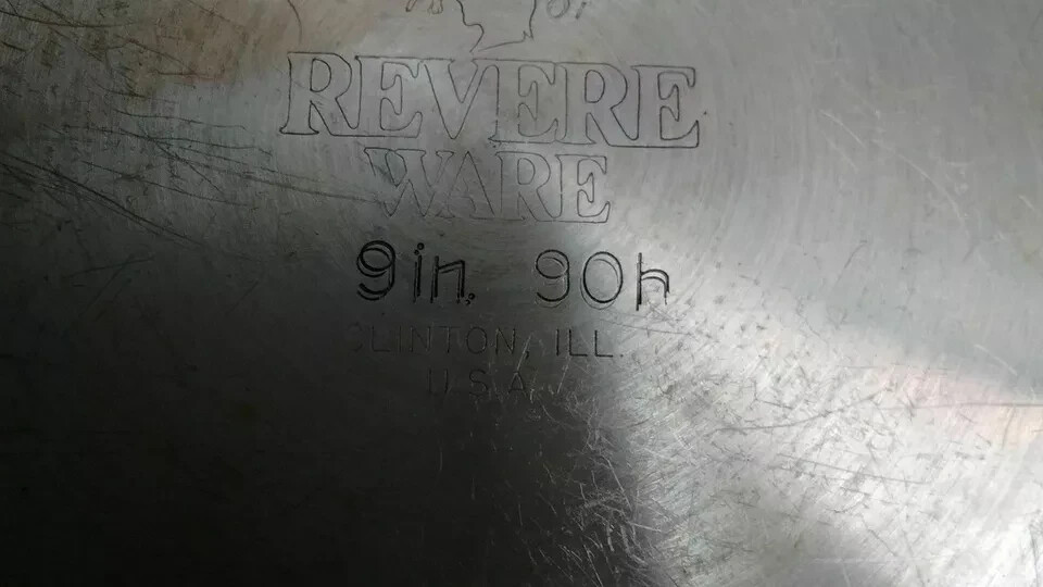Revere Ware Cookware 9" Skillet Disc Bottom Stainless Frying Pan Sauté ...