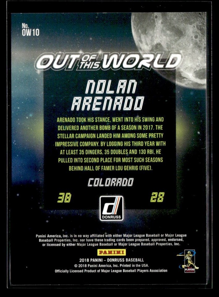 2018 Donruss Out of This World Crystals Nolan Arenado Colorado Rockies #OW10 | eBay