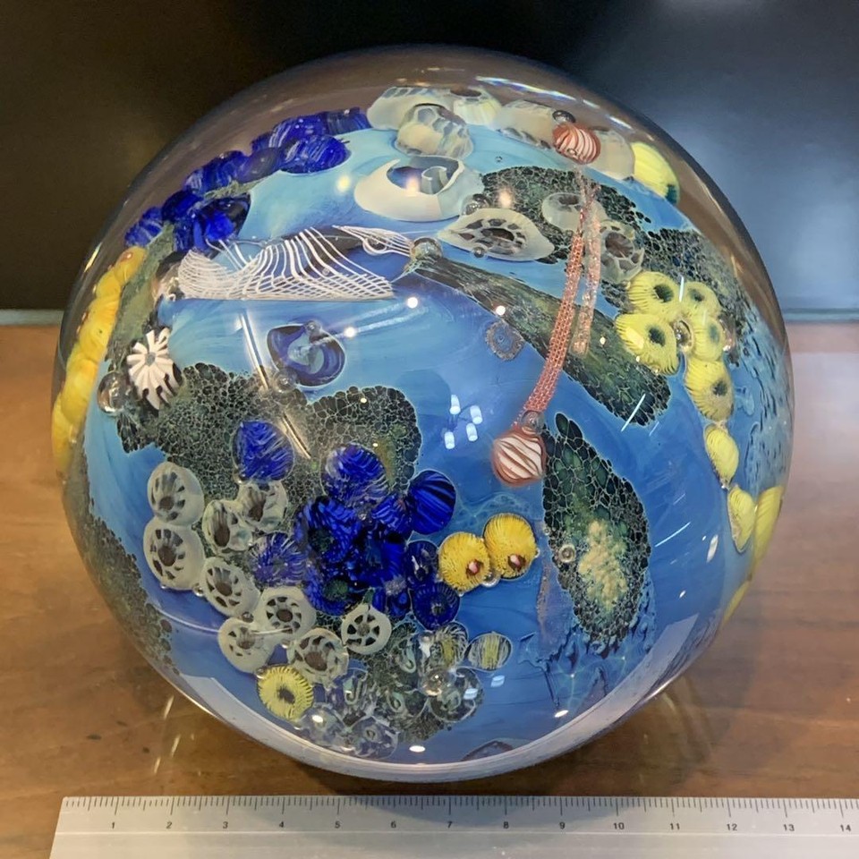 Josh Simpson Signed "Megaplanet" Art Glass Paperweight – 4.7" Diameter ...