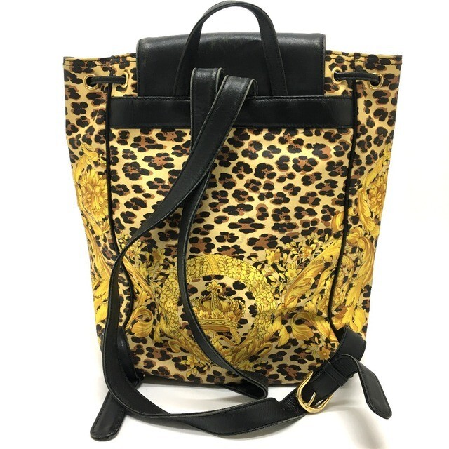 Gianni Versace Leopard Women's Backpack Rucksack Bag PVC Leather Yellow ...
