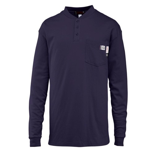Wolverine Mens Navy 100% Cotton Firezero FR L/S Henley Tee | eBay