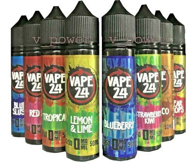 VAPE 24 E-Liquid 50/50 vg/pg E Liquid 50ml E Juice 0mg Vape24 Multibuy ...