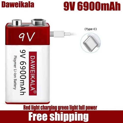 New 9v 6900mahum Ion Rechargeable Battery Type-c USB Battery 9v ...