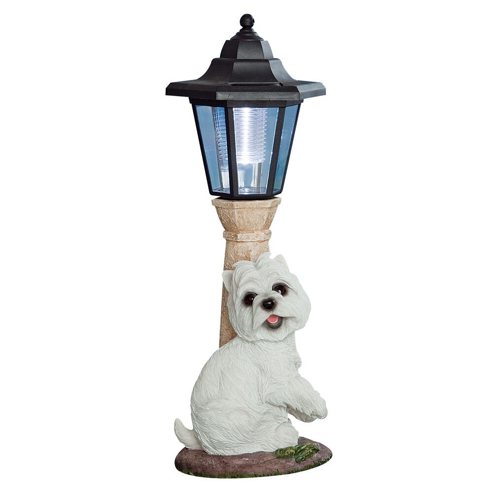 Solar Lighted Lamp Post Realistic WESTIE Dog Garden Sculpture Outdoor ...
