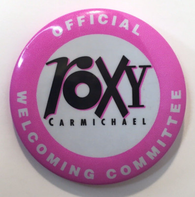 Official Roxy Carmichael Welcoming Committee Button Pin Pink Black ...