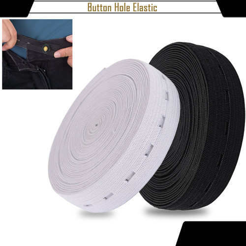 Flat Elastic Cord Wide Band Button Hole Ribbon Sewing Black White 15/20/25mm | eBay