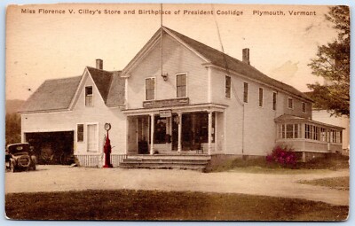 Postcard Plymouth VT Cilley's Store Birthplace President Coolidge ...