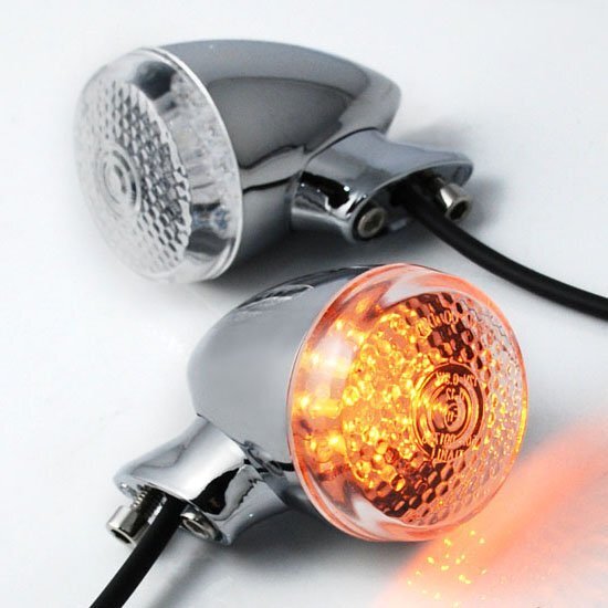 4x Motorcycle LED Turn Signal Light 41mm Front Rear Fork Clamp Chrome ...
