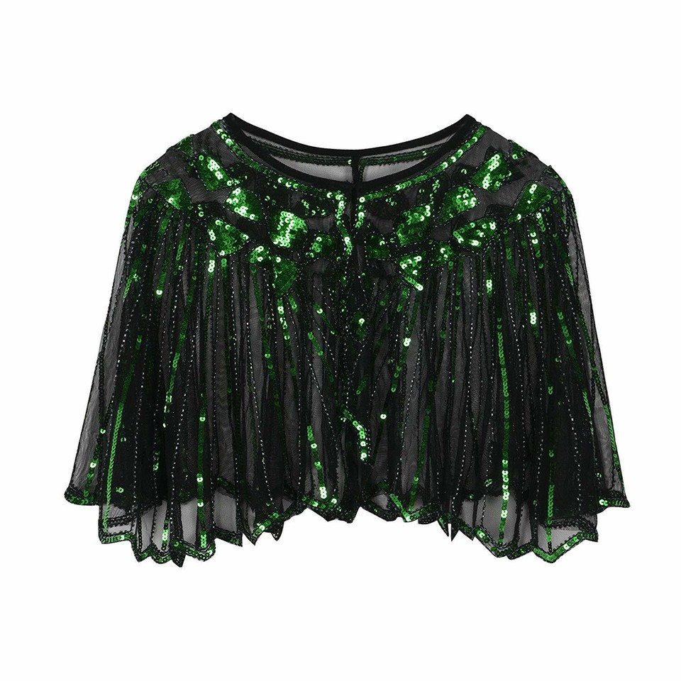 Vintage 1920S Flapper Cover Up Sequins Shawl Wrap Women Evening Cape ...