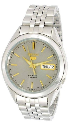 Seiko 5 Automatic 21 Jewels Day/Date Stainless Steel SNKL19K1 30M Mens ...