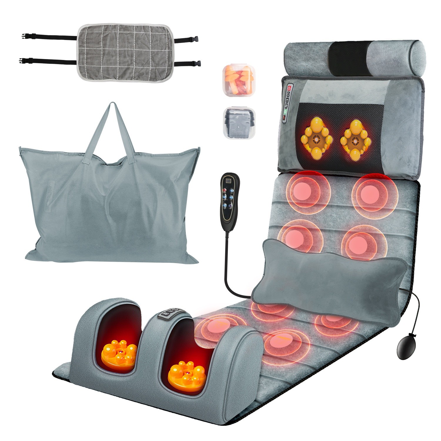 Full Body Electric Massage Mat Shiatsu Heated Back Massager Pad Cushion ...
