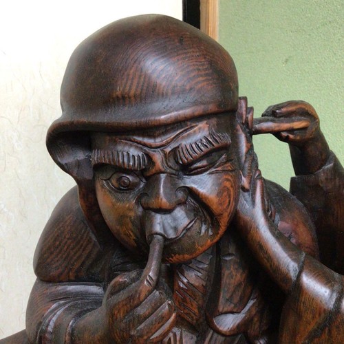 DARUMA MONK GEISHA GIRL Wooden Large Statue 16 in Japanese Antique Wood ...