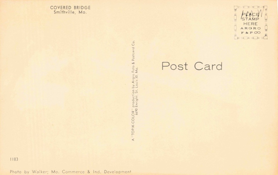 Smithville Missouri Red Covered Bridge Vintage Standard Postcard ...