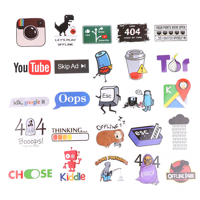 50pcs Cartoon 404 Network Error Stickers Laptop Phone Guitar Car ...