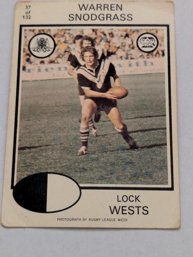 Rugby League Card , Scanlens 1975 Warren Snodgrass Wests Magpies #37 | eBay