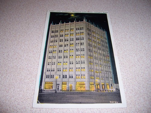 1920s NIGHT VIEW NATIONAL RESERVE LIFE BLDG TOPEKA KANSAS ANTIQUE ...