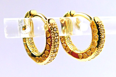 Authentic Pandora Gold Pavé Hoop earrings 266317C01, 14K Gold Plated ...