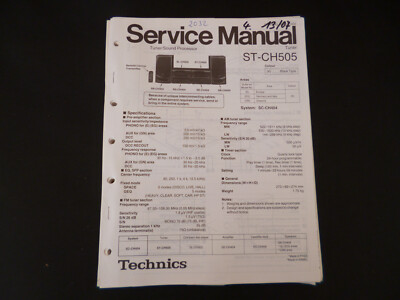 Original Service Manual Schaltplan Technics ST-CH505 | eBay.de