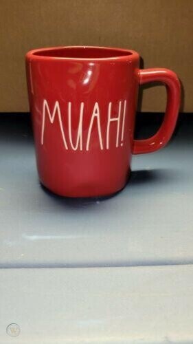 NEW Rae Dunn Glossy RED LL "MUAH!" Mug | eBay