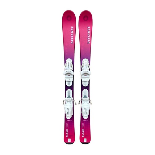 Defiance Flash Jrs 4.5 Pink Kid's Skis 2025 w/ Elan EL 4.5 Gripwalk Ski ...