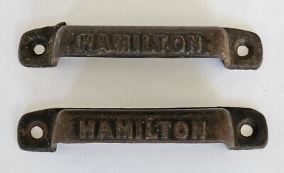2 Vintage Hamilton Mfg Co. Letterpress Printing Cast Iron Drawer Pulls ...