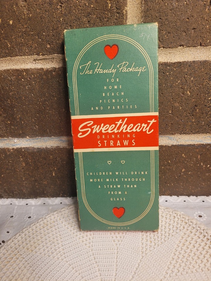 Vintage Sweetheart Drinking Paper Straws Original Box Multi Colored | eBay