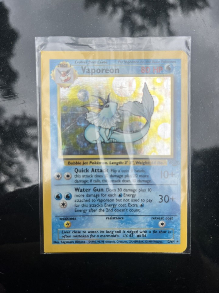 Vaporeon Miscut Pokemon Card Jungle Base Set 12/64 Holo Vtg 1999 1/1 ...