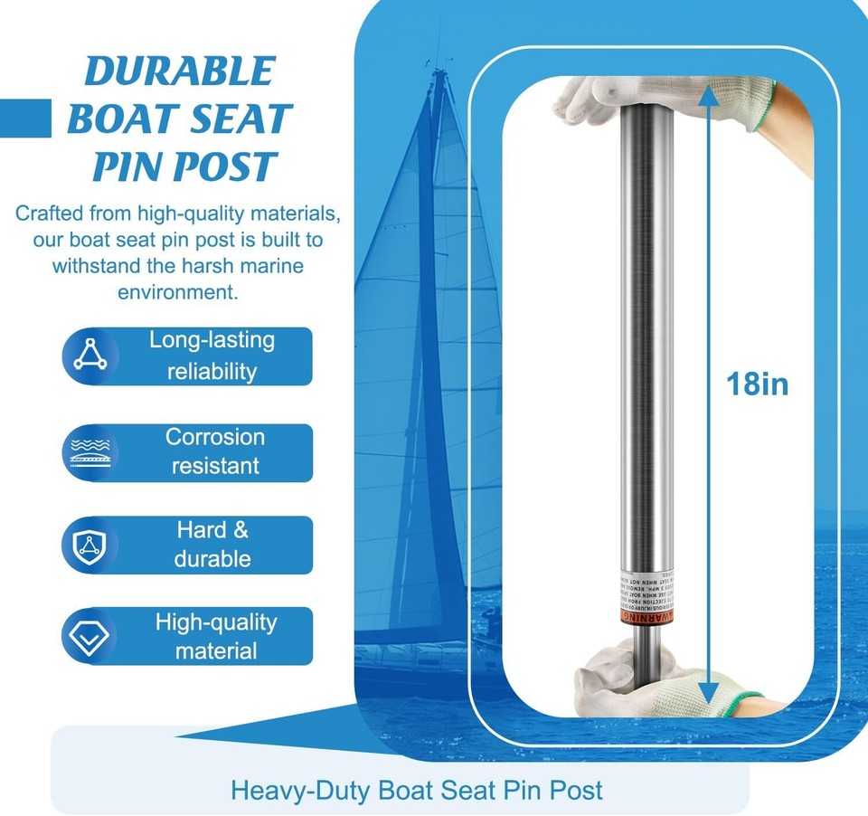 3/4" Boat Seat Pin Post, Marine Boat Seat Pedestal Base Post for ...