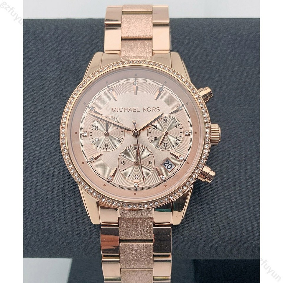 MICHAEL KORS MK6598 Ritz Rose Gold Chronograph Classic Analog Women's ...