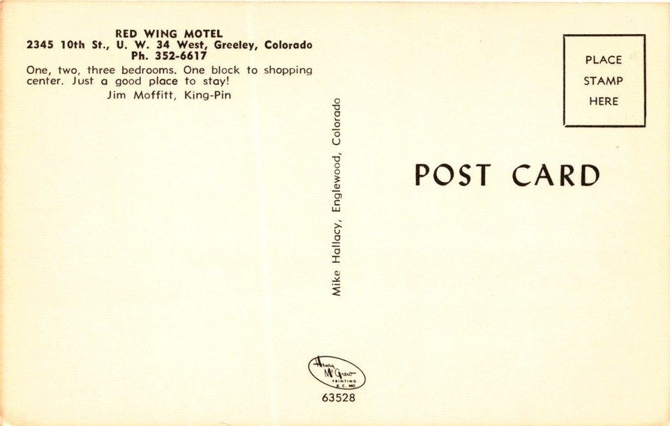 Fred Wind, Motel Red Wing Motel, Greeley, Colorado, Jim Moffitt, Mike ...