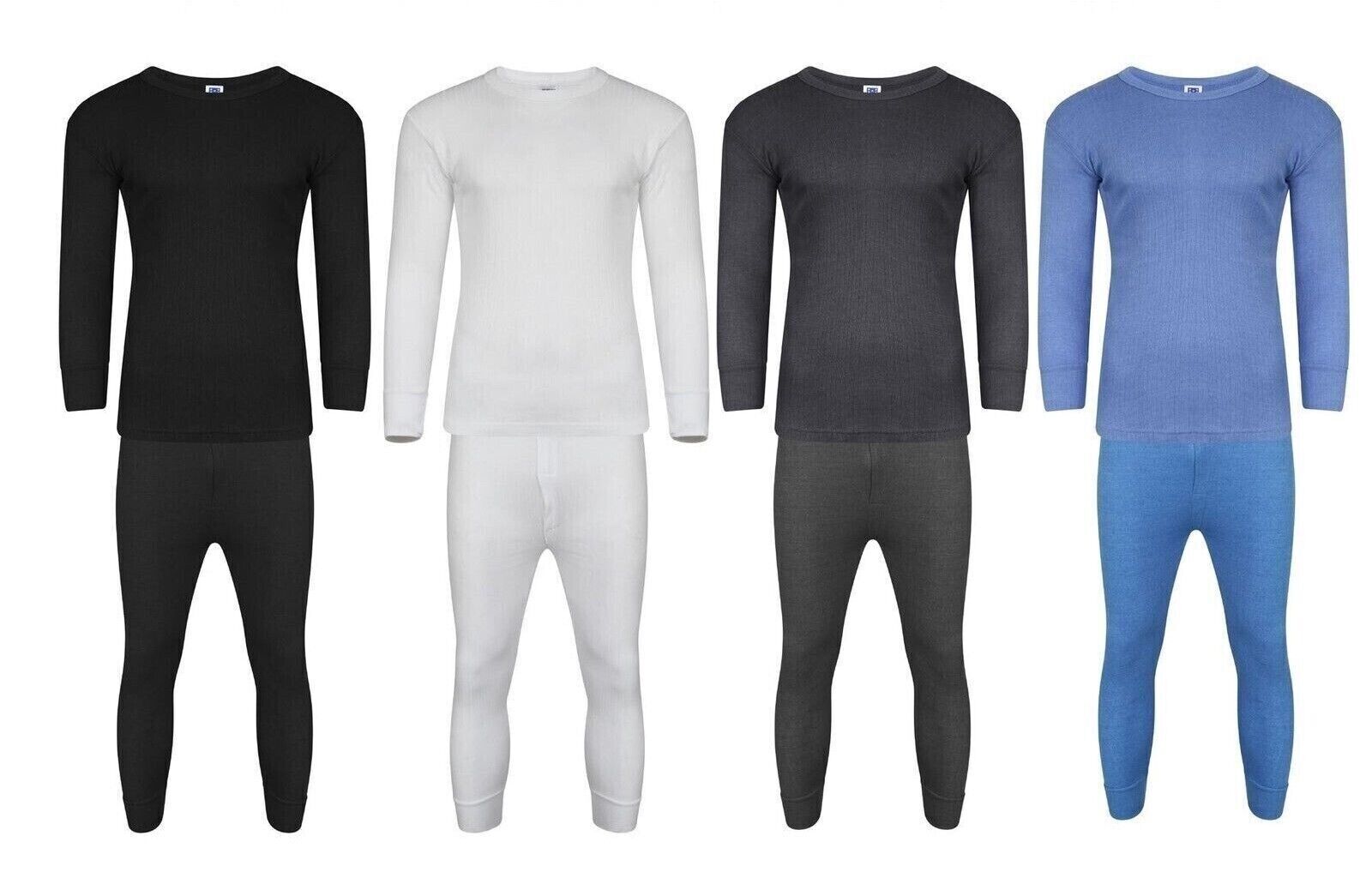 Mens Thermal Long Johns Top Bottom Underwear Trouser TShirt Set Full ...
