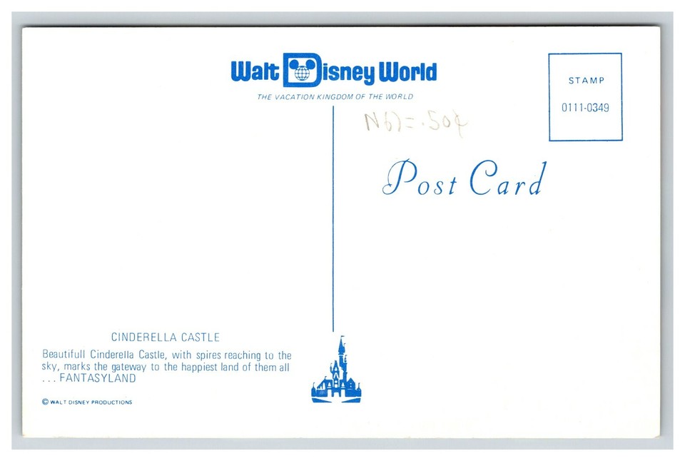 Vintage Postcard Florida FL, Walt Disney World Cinderella Castle 0111 ...