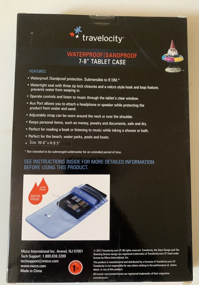 Travelocity WaterProof / Sand proof Cover 7-8” CASE Kindles E-readers ...