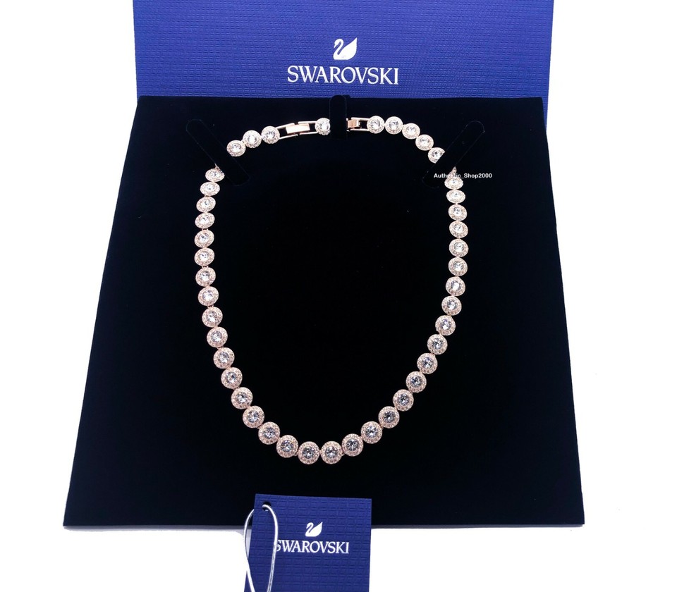 100% SWAROVSKI Rhodium Rose Gold Angelic Stone Sparkle Necklace 5117703 ...