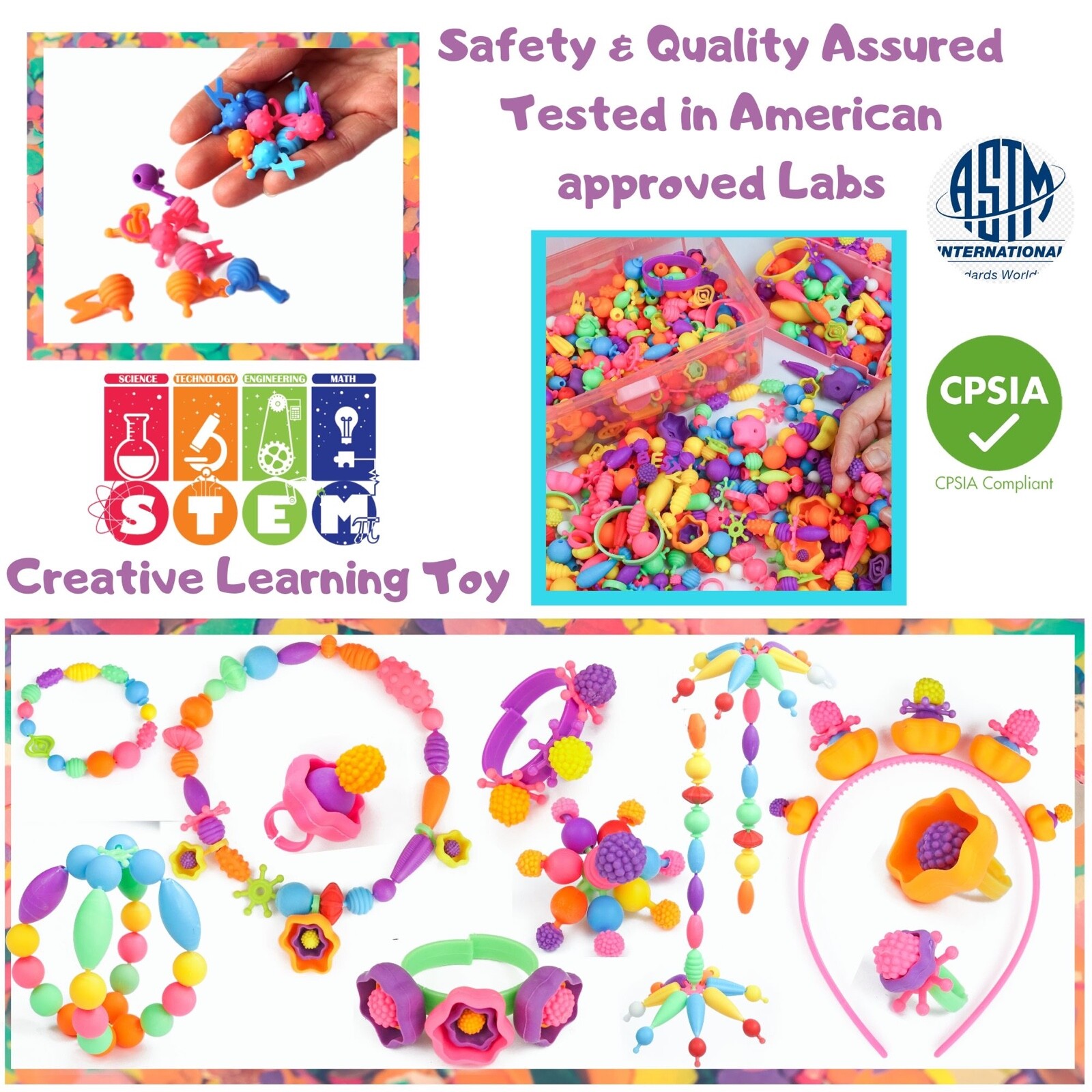 Snap Pop Beads Jewelry Making Kit | Pop It Beads For Girls | 520 Pieces ...