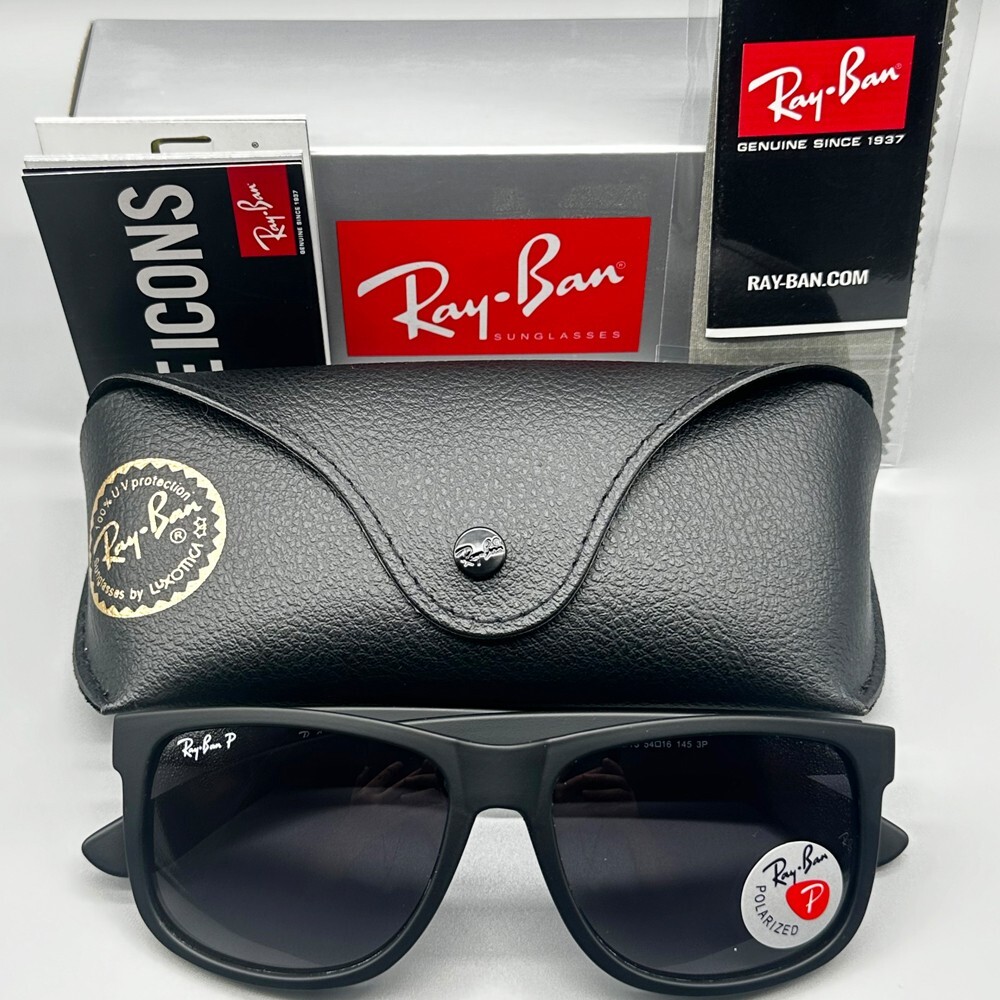 54mm Sunglasses RB4165 622/T3 Ray-Ban Justin Black Frame Grey Gradient ...