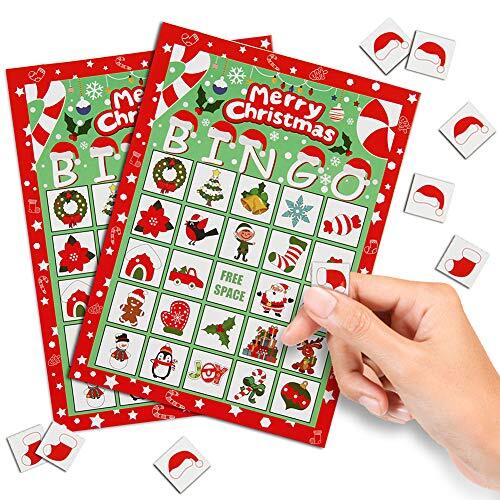 32 Players Christmas Bingo Game Cards for Adults and Kids Indoor Party ...