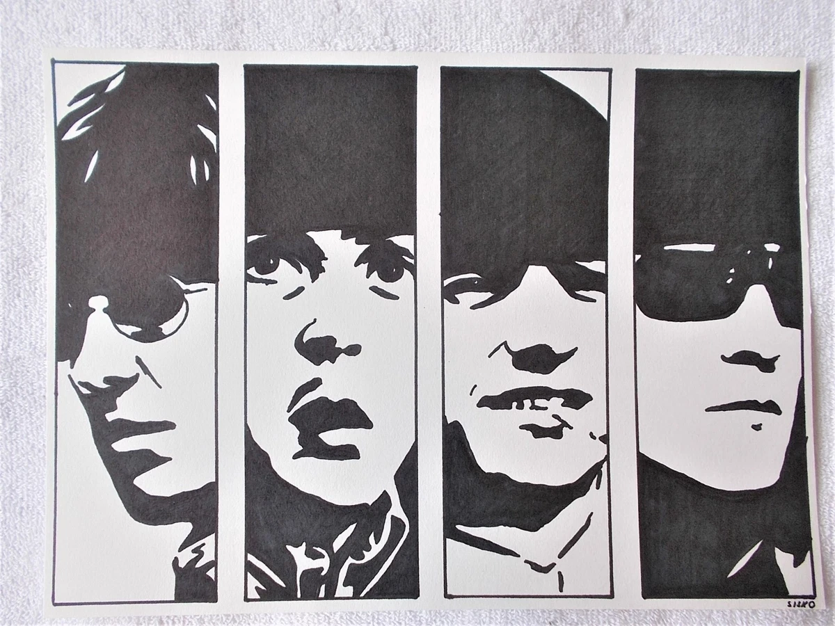 The Beatles Black And White Drawing