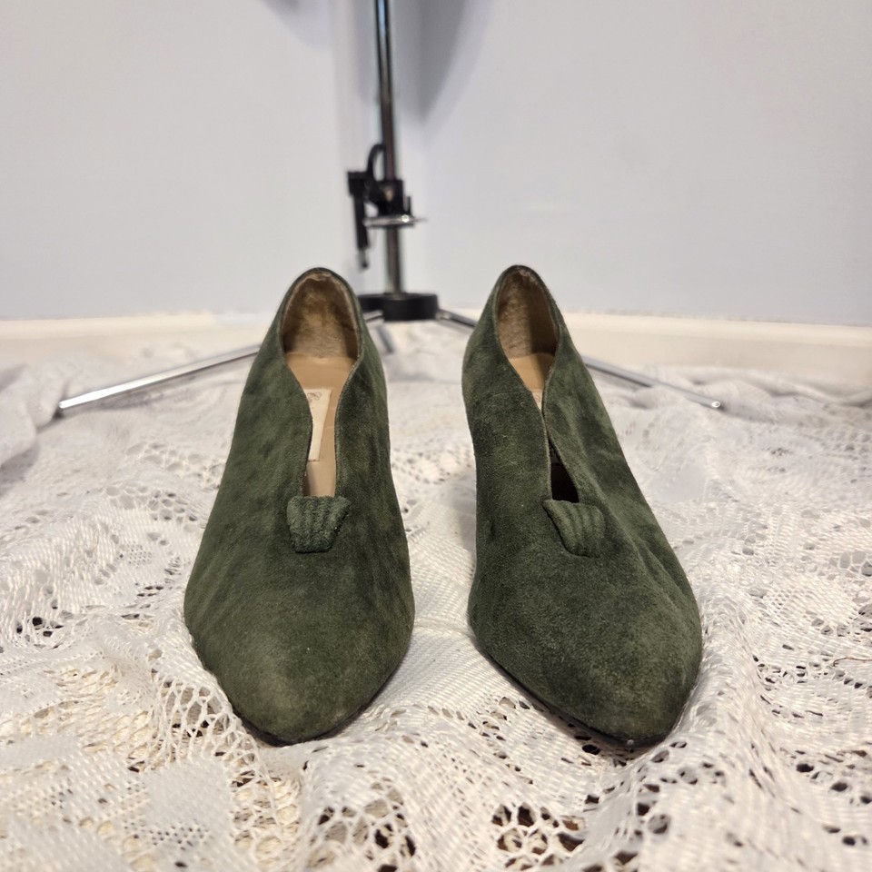 Carriage Court Vintage Green Leather Suede Heels Size 5.5 | eBay